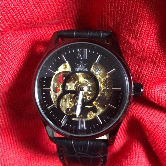 Sewor | Accessories | Sewor Black Gold Watch | Poshmark
